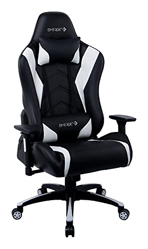 STAPLES Emerge Vartan Bonded Leather Gaming Chair, Black/White, 2/Pack (58542-Ccvs)
