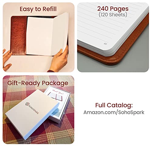 Eagle Refillable Faux Leather Journal by SohoSpark, Mens Journal, 6x8 Vegan Lined Writing Journal for Women