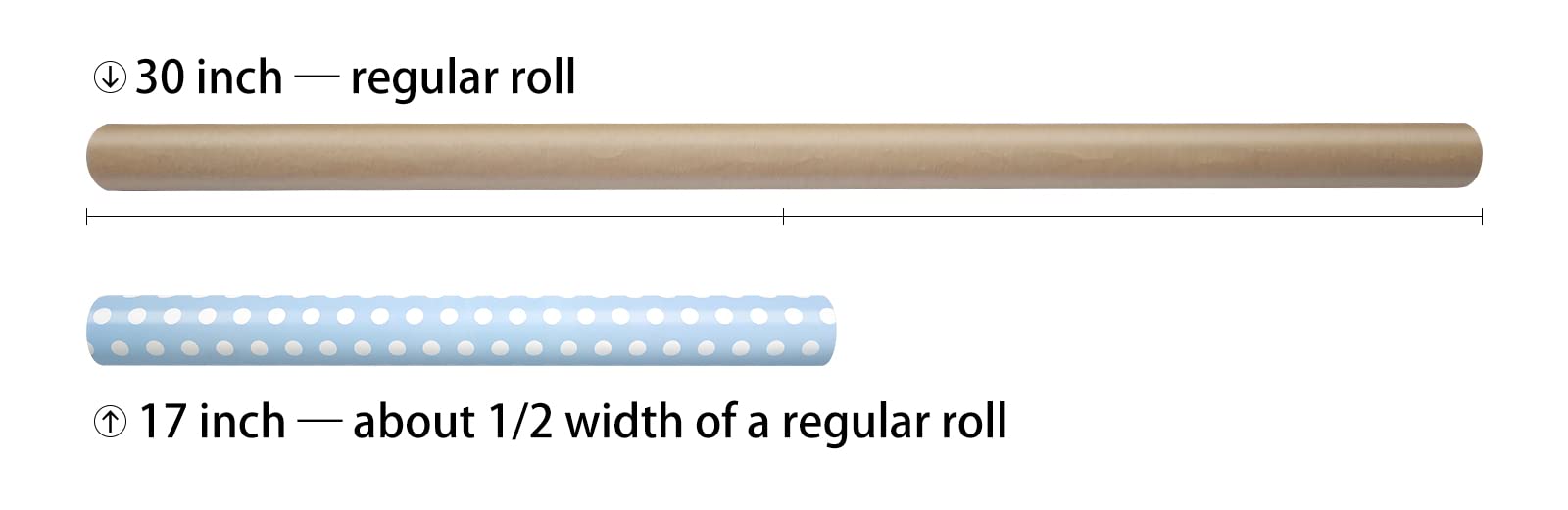 LDGOOAEL Mini Short Small Wrapping Paper Roll - Reversible Design (17" X 32.8 Feet) - Baby Blue Polka dots for Holiday, Christmas, Birthday, Wedding, Baby Shower