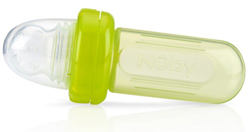 Nuby EZ Squee-Z Silicone Self Feeding Baby Food Dispenser, 1 Count (Pack of 1) - Aqua/Pink/Green, Colors May Vary