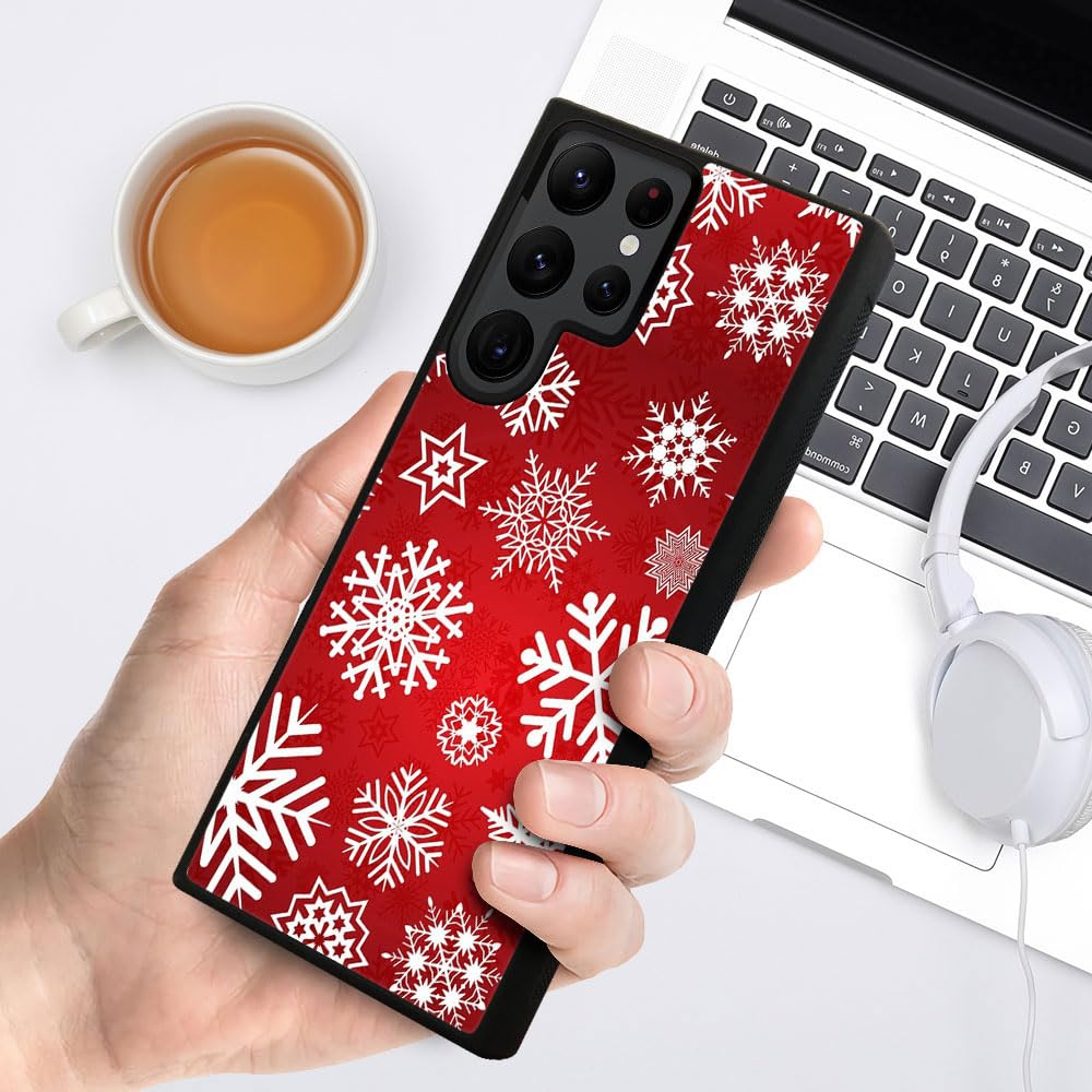 DJSOK Compatible with Samsung Galaxy S23 Ultra Case,Christmas Snowflakes Y6 for Girl Men Drop Protection Pattern with Soft TPU Bumper Case for Samsung Galaxy S23 Ultra