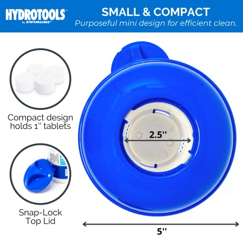HYDROTOOLS BY SWIMLINE 8715 Mini Chemical Dispenser For Spas and Personal Pools| Compatible With Bromine & Chlorine Supports 1ββ Tablets | Adjustable Control Ring For Customizable Flow Rate