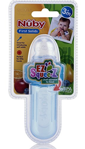 Nuby EZ Squee-Z Silicone Self Feeding Baby Food Dispenser, 1 Count (Pack of 1) - Aqua/Pink/Green, Colors May Vary