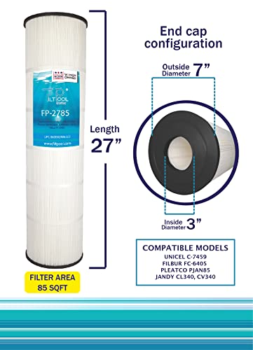 FILTPOOL FP-2785, Jandy CL340, CV340 A0557900, R0554500, Pleatco PJAN85, Unicel C-7459, Filbur FC-0800, 6405, 4Pack