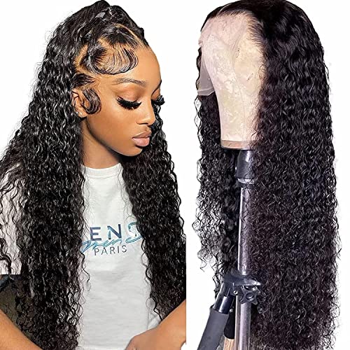 Ijowa 13x4 Deep Wave Lace Front Wigs Human Hair 180% Density HD Wet and Wavy Human Hair Lace Front Wigs Pre Plucked with Baby hair Lace Front Wig Human Hair for Women Natural Color 24inch