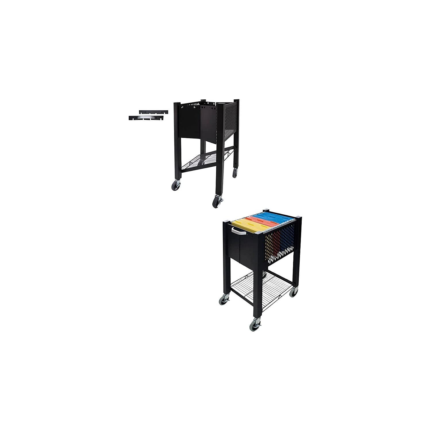 Vertiflex Products InstaCart Open-Top File Cart, 15" x 27" x 27 3/4", Black (VF53000)