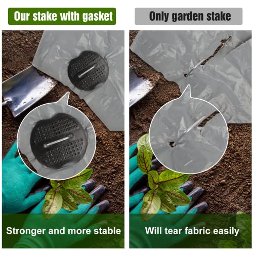 Whonline 200pcs Landscape Staples Set, 120pcs Landscape Fabric Staples and 80pcs Gasket, 6inch 11 Gauge Heavy Duty Galvanized Garden Staples for Securing Lawn Fabric and Weed Barrier