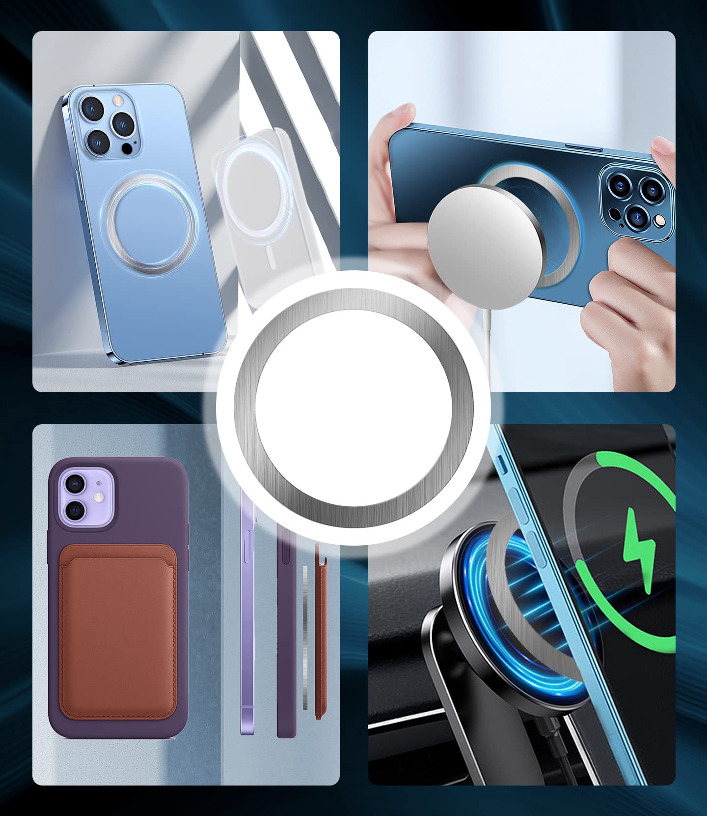 CheukKee 3Pcs Mag Safe Metal Ring Sticker,Mag-Safe Case Converter Adapter Ring for Magsafe Magnetic Wireless Charging Phone Car Mount Compatible with Cell Phone Android Samsung Galaxy Pixel iPhone