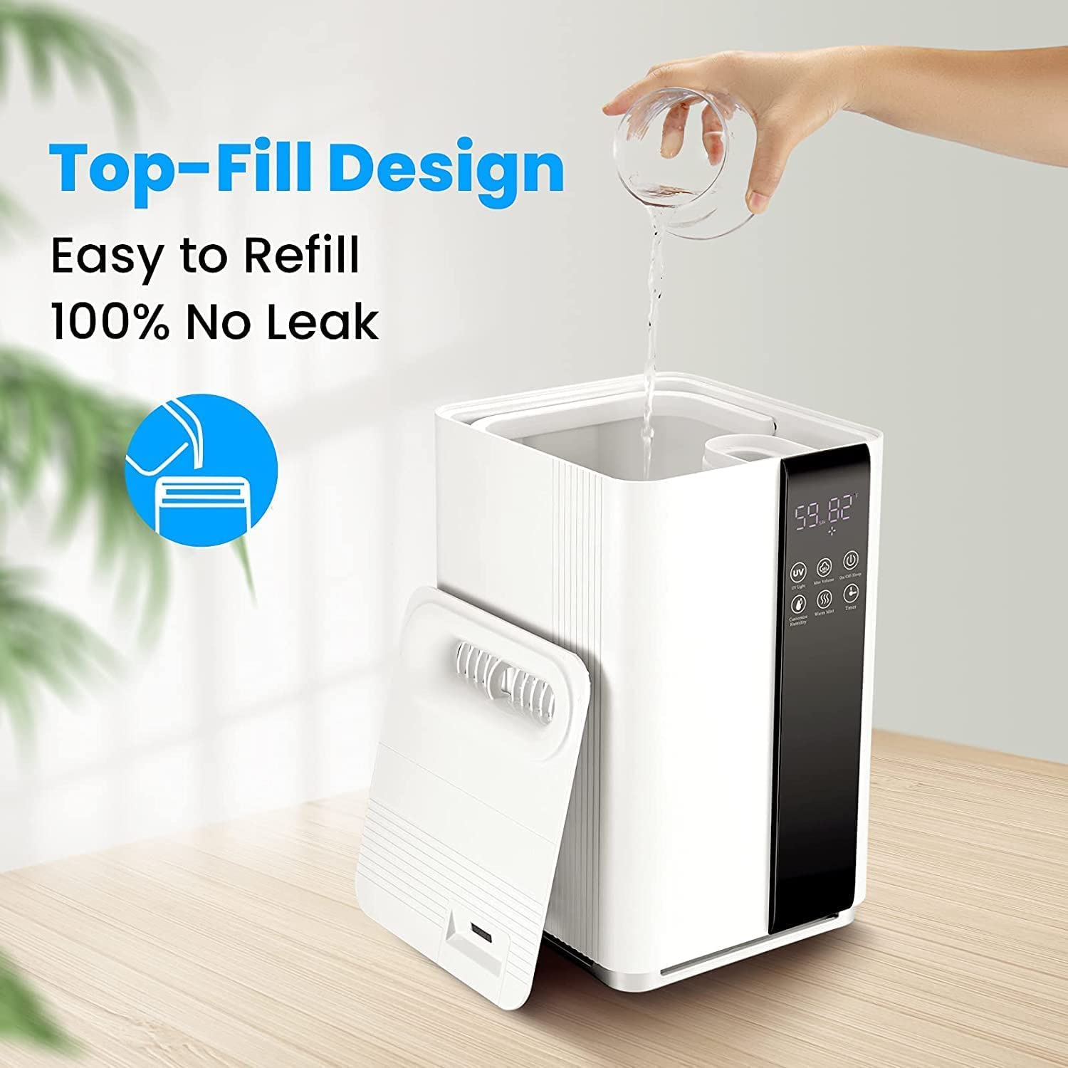 Humidifiers for Bedroom Large Room, Cool and Warm Mist( up to 212℉) Humidifier with 3-fold Purification, 5L Top Fill Quiet 3 Speed Humidifiers with Auto Shut-Off