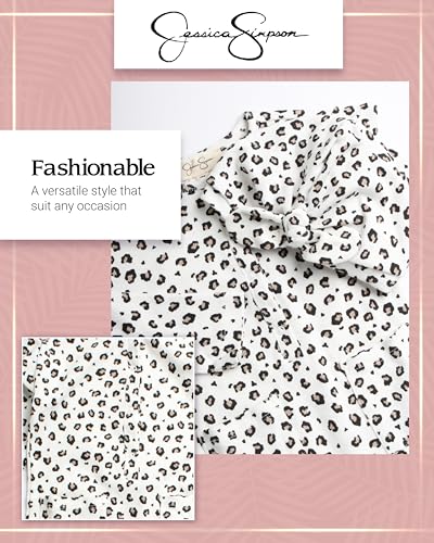 Jessica Simpson Baby Girls' Romper - Overall Jumpsuit with Hat or Headband - Long Sleeve Bodysuit for Newborns/Infants, 0-24M, Size 3-6 Months, Leopard