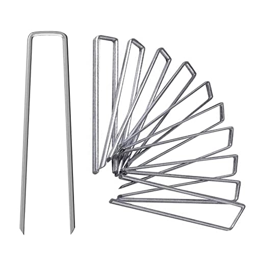 UPMCT 12 Inch Galvanized Garden Landscape Staples Stakes, 25 50 100 PCS Anti-Rust Garden Staples U-Shaped Landscape Pins for Secure Lawn Fabric (25, 12 Inch)