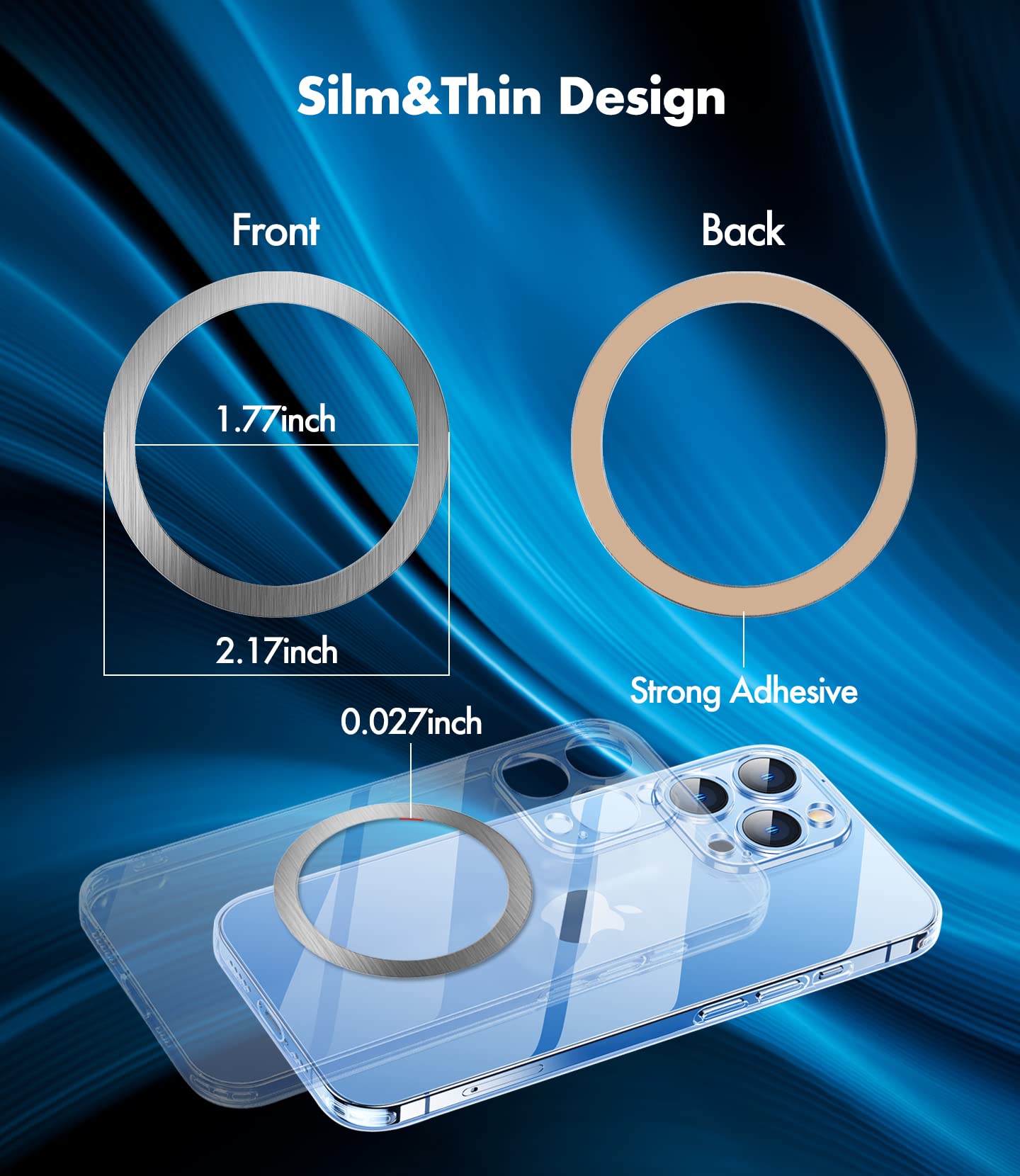 CheukKee 3Pcs Mag Safe Metal Ring Sticker,Mag-Safe Case Converter Adapter Ring for Magsafe Magnetic Wireless Charging Phone Car Mount Compatible with Cell Phone Android Samsung Galaxy Pixel iPhone