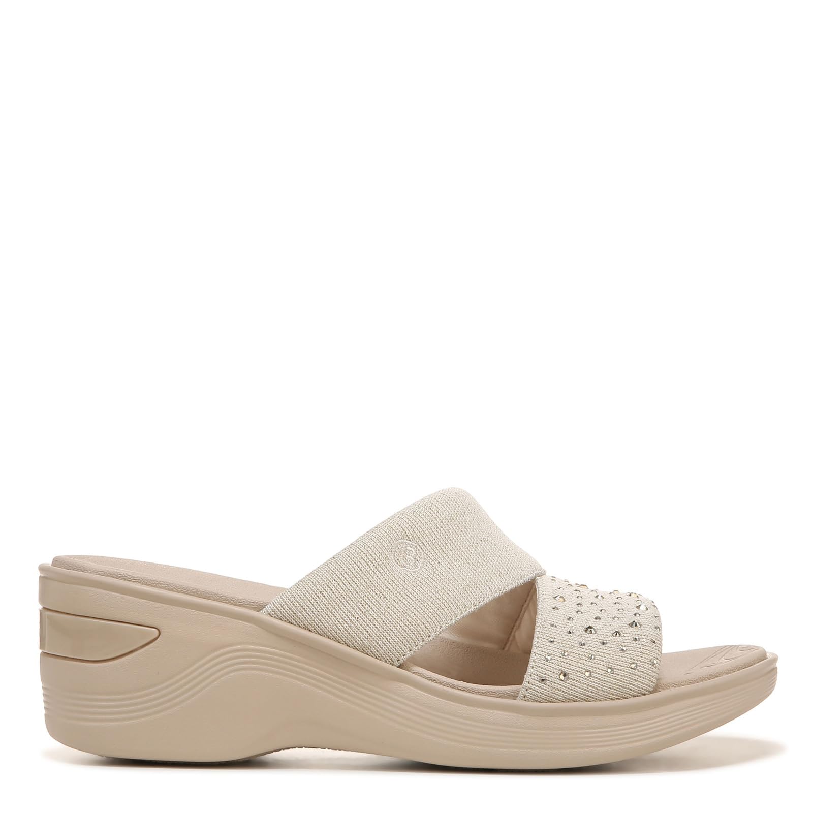 BZees Womens Dynasty Bright Wedge Sandal, Eggnog Beige Sparkle Knit, 10 US