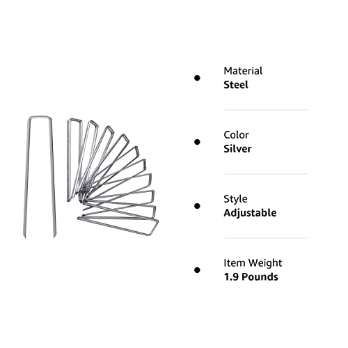 UPMCT 12 Inch Galvanized Garden Landscape Staples Stakes, 25 50 100 PCS Anti-Rust Garden Staples U-Shaped Landscape Pins for Secure Lawn Fabric (25, 12 Inch)
