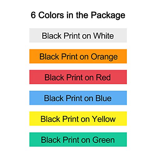 Replacement for Brother Ptouch TZe Label Tape Multicolor Bundle with Compatible TZe-231 Label Tapes, 0.47" x 26.2', Black on White/Orange/Red/Blue/Yellow/Green (Total 16-Pack)