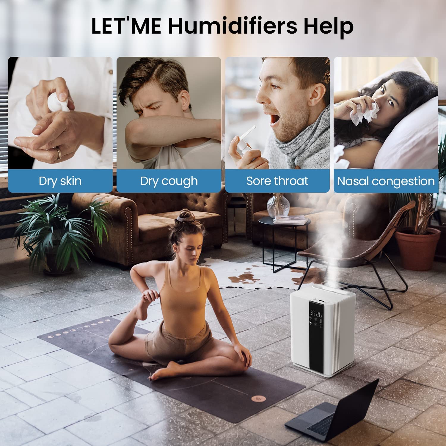 Humidifiers for Bedroom Large Room, Cool and Warm Mist( up to 212℉) Humidifier with 3-fold Purification, 5L Top Fill Quiet 3 Speed Humidifiers with Auto Shut-Off