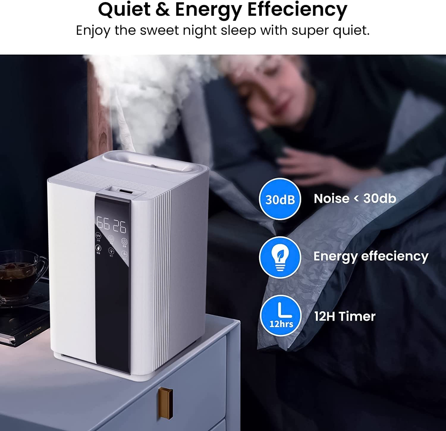 Humidifiers for Bedroom Large Room, Cool and Warm Mist( up to 212℉) Humidifier with 3-fold Purification, 5L Top Fill Quiet 3 Speed Humidifiers with Auto Shut-Off
