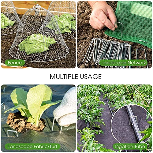 UPMCT 12 Inch Galvanized Garden Landscape Staples Stakes, 25 50 100 PCS Anti-Rust Garden Staples U-Shaped Landscape Pins for Secure Lawn Fabric (25, 12 Inch)