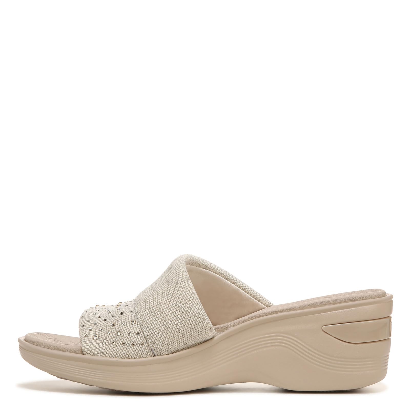BZees Womens Dynasty Bright Wedge Sandal, Eggnog Beige Sparkle Knit, 10 US