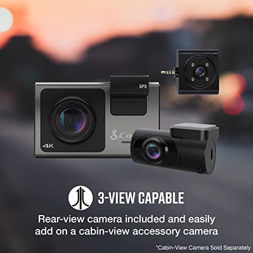 Cobra Smart Dash Cam + Rear Cam (SC 400D) β UHD 4K Resolution, Alexa Built-In, 3-Camera Capable, Live Police Alerts, Emergency Mayday, Drive Smarter App, 3" Touchscreen, Wi-Fi & GPS, 32GB SD Card Incl