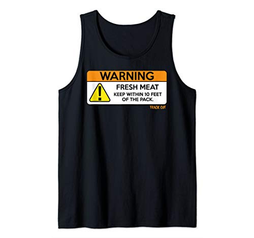 Funny Beginner Roller Derby Fresh Meat Warning Sticker Tank Top