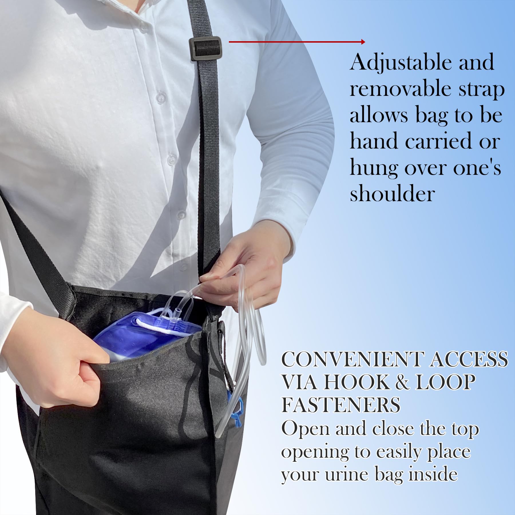 Urine Drain Bag Cover, Urostomy & Catheter Bag Holder, Travel Supplies Bag with Storage Pockets & Adjustable Strap, Leak Proof