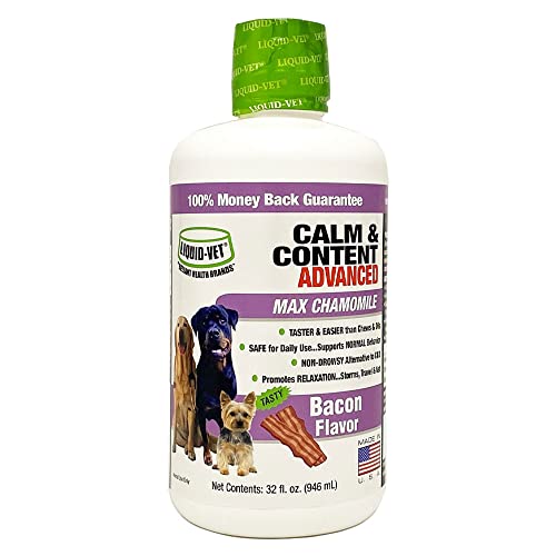 Liquid-Vet by Reliant Health Brands K9 Calm & Content Advanced Formula, 32oz, Bacon