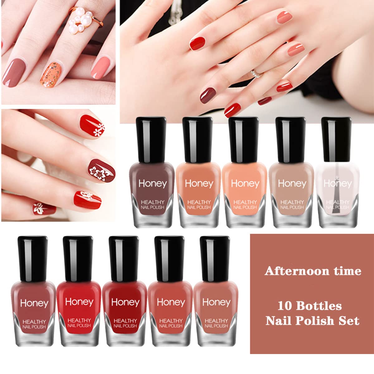 Tophany Non Toxic Easy Peel Off and Fast Dry Nail Polish Set for Pack, Eco Friendly and Organic Water Based Nail Polish for Women,Teens(10 Bottles)