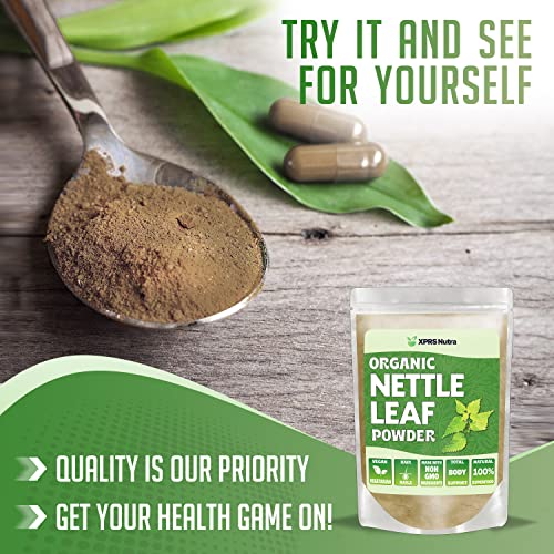 XPRS Nutra Organic Nettle Leaf Powder - Premium USDA Organic Stinging Nettle Powder for Hair and Nails - Vegan Friendly Energy Boosting Organic Stinging Nettle Leaf (4 oz)