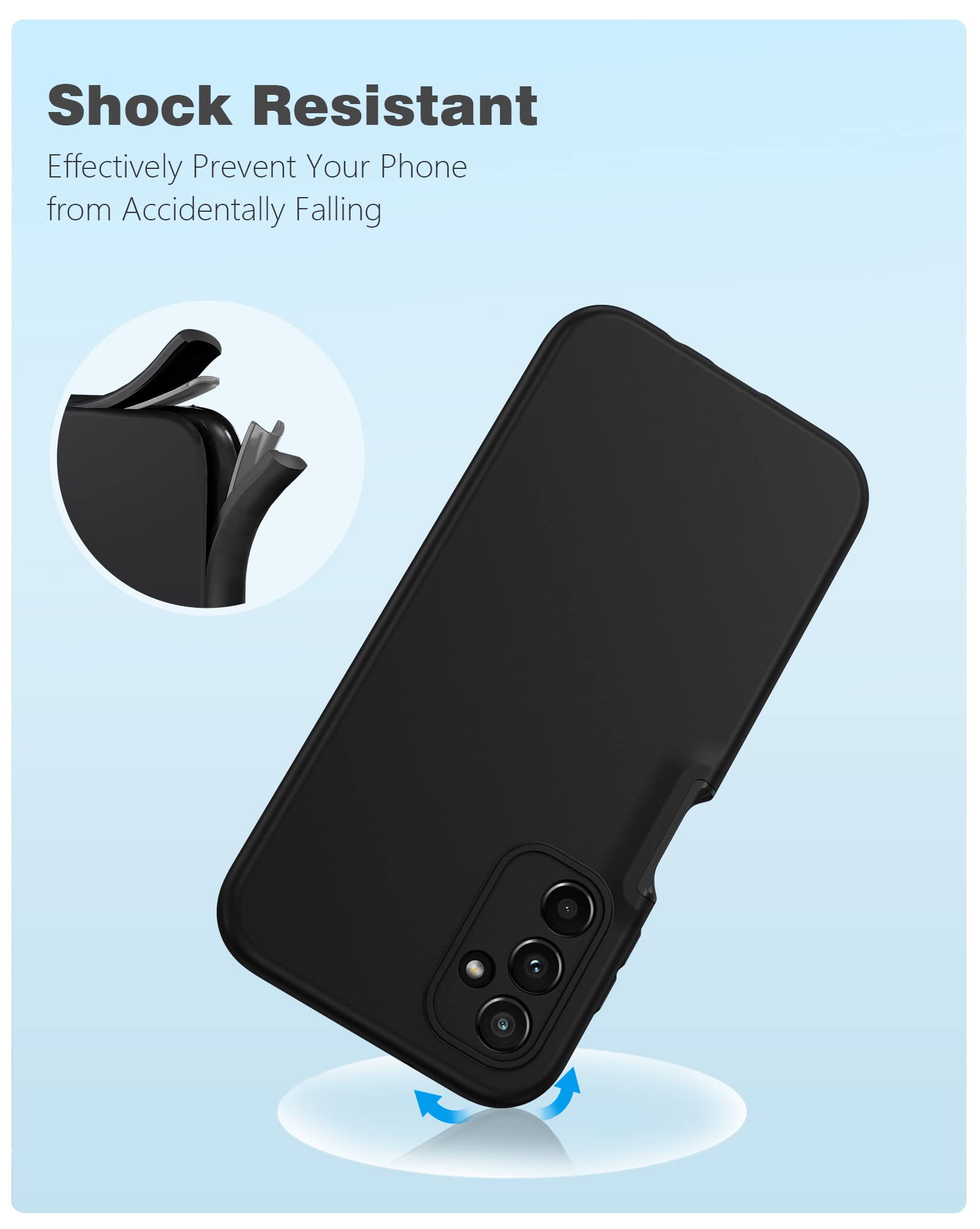 FNTCASE for Samsung Galaxy A14-5G Case: Shockproof Silicone Protective Phone Case with Built-in Screen Protector - Slim Dual Layer Rugged Sturdy Drop Proof TPU Protection Cover (Plain Black)