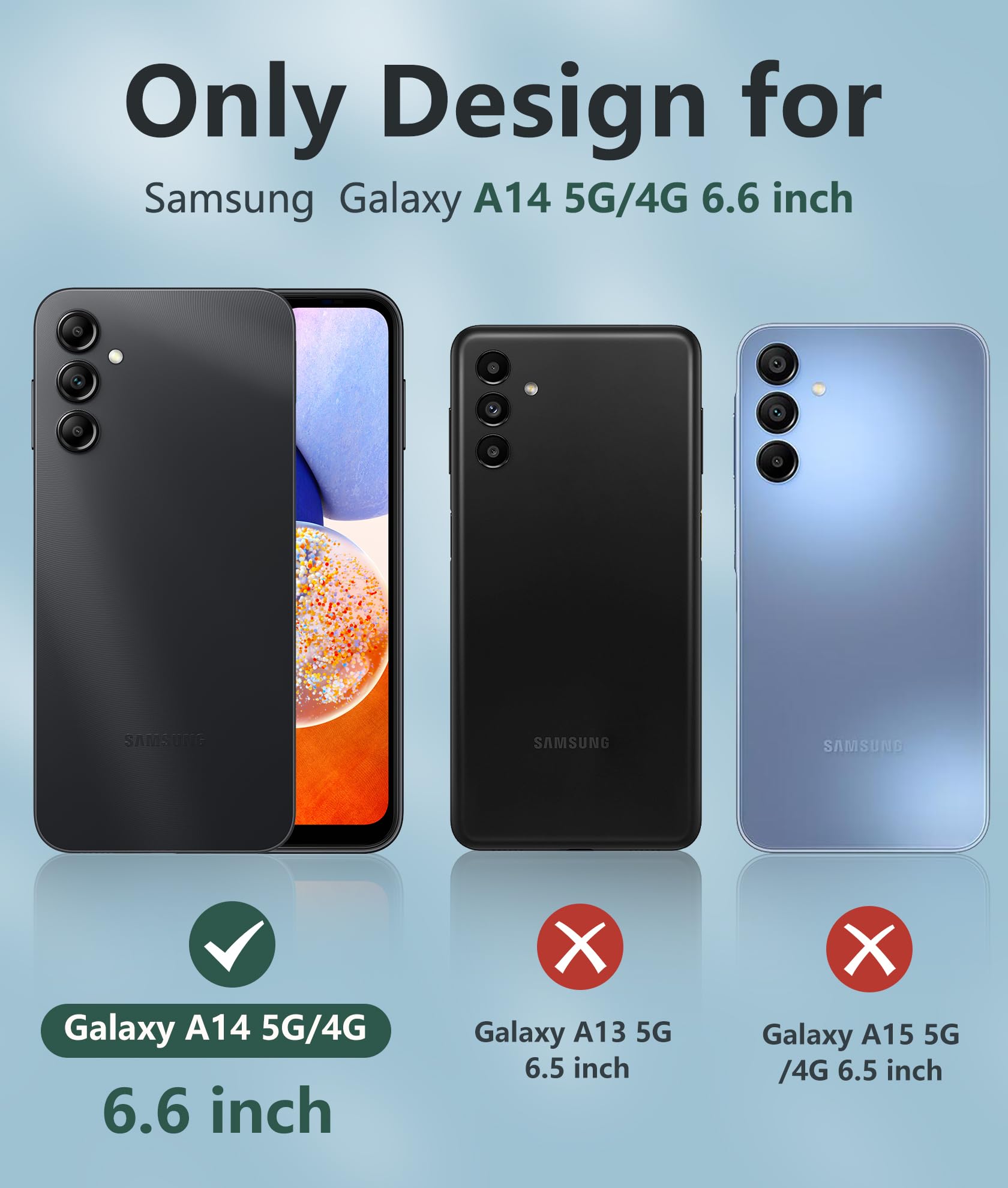 FNTCASE for Samsung Galaxy A14-5G Case: Shockproof Silicone Protective Phone Case with Built-in Screen Protector - Slim Dual Layer Rugged Sturdy Drop Proof TPU Protection Cover (Plain Black)
