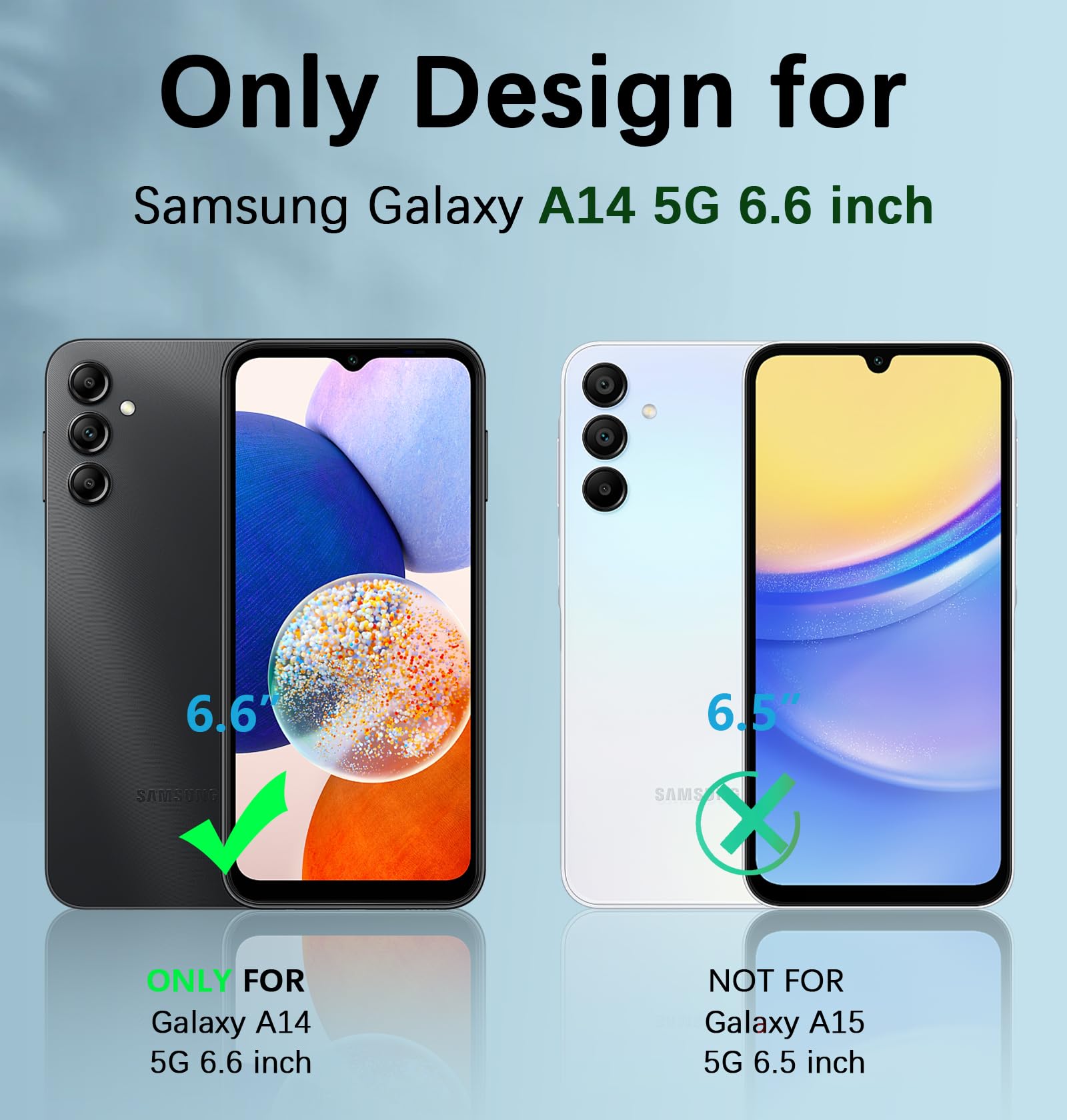 FNTCASE for Samsung Galaxy A14-5G Case: Shockproof Silicone Protective Phone Case with Built-in Screen Protector - Slim Dual Layer Rugged Sturdy Drop Proof TPU Protection Cover (Plain Black)