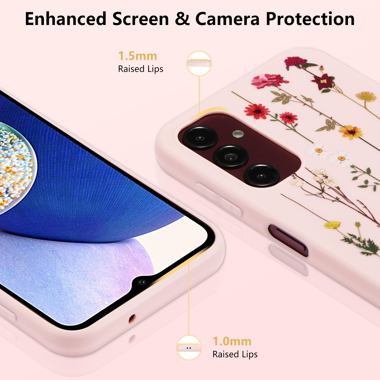ZTOFERA Floral Case for Samsung Galaxy A34 5G,Clear Cute Flower Pattern Case for Girls Women,Flexible Silicone Protective Slim Shockproof Bumper Phone Cover for Samsung Galaxy A34 5G,Pink
