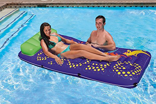 Poolmaster Gecko Hawaii Inflatable Swimming Pool Float Mattress Lounge with Cup Holder