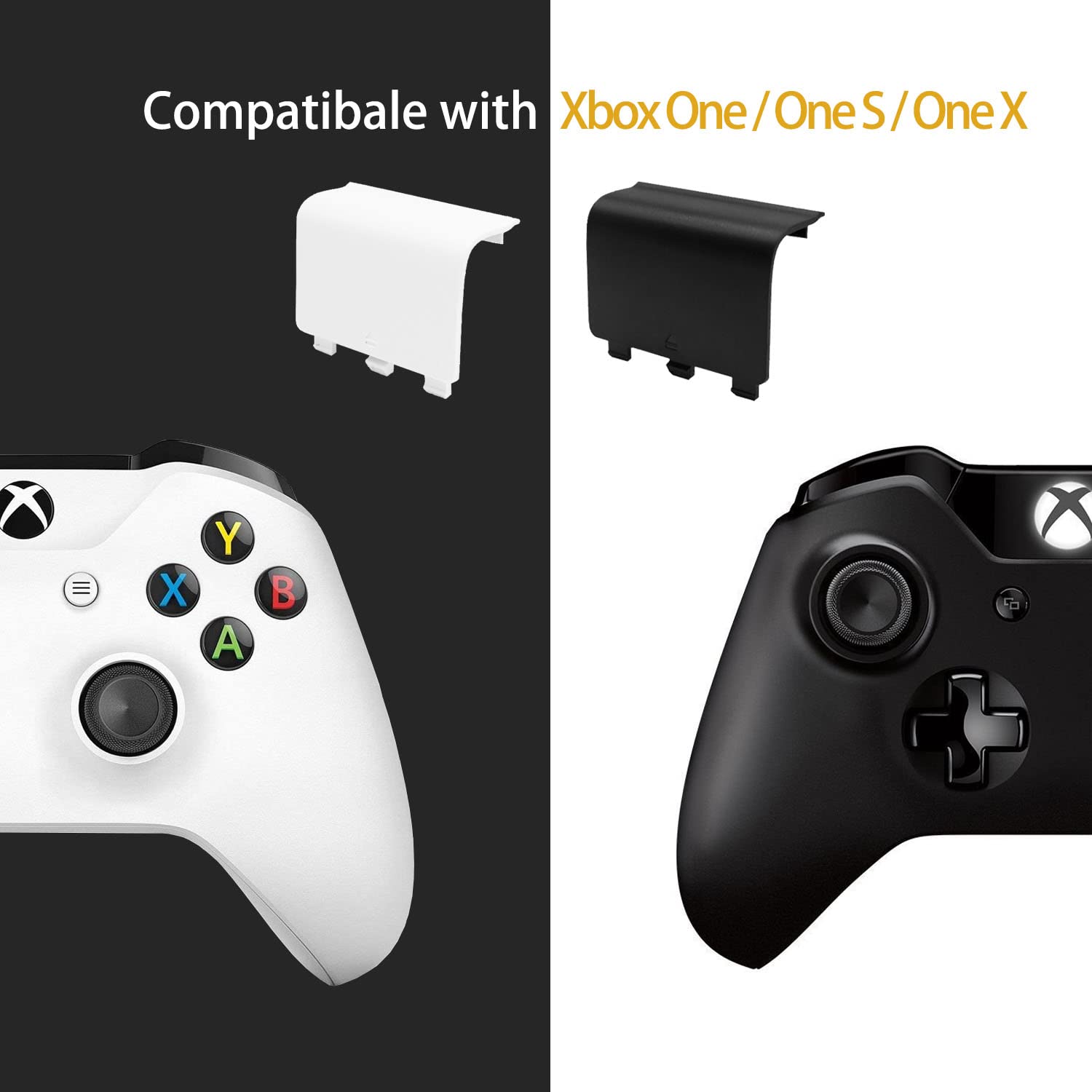 KELIFANG Replacement Battery Cover Door Compatible with Xbox One, One S, One X Controller, Battery Back Shell Repair Part Compatible with Xbox Wireless Controller (4 Pack, Black)