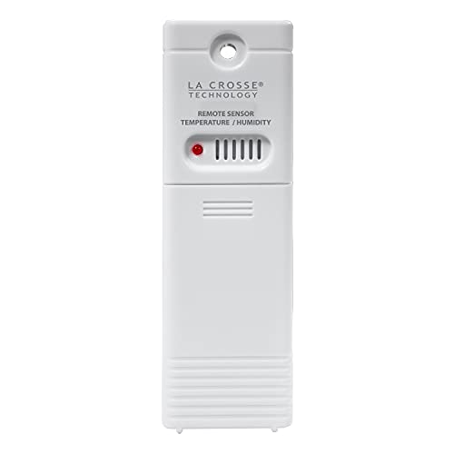 La Crosse Technology 513-1417CH-INT Atomic Digital Clock with Temperature and Moon Phase, 11.10"L x 1.14"W x 6.61"H, Cherry & TX141TH-BV4 Wireless Outdoor Thermo-Hygrometer Transmitting Sensor, White
