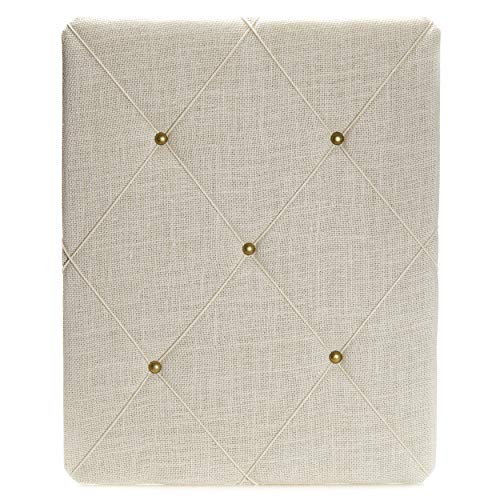 White Burlap Covered with Criss-Cross Twine Bulletin Picture & Memo Board, 19.75 x 15.75