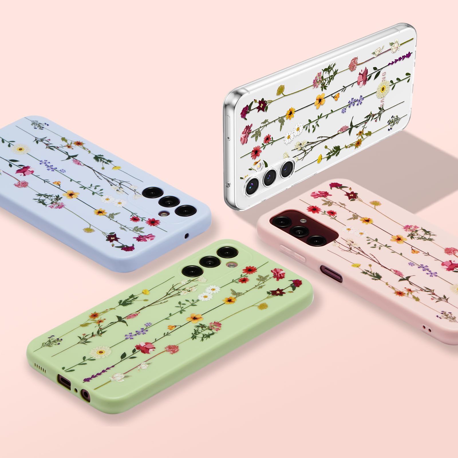 ZTOFERA Floral Case for Samsung Galaxy A34 5G,Clear Cute Flower Pattern Case for Girls Women,Flexible Silicone Protective Slim Shockproof Bumper Phone Cover for Samsung Galaxy A34 5G,Pink