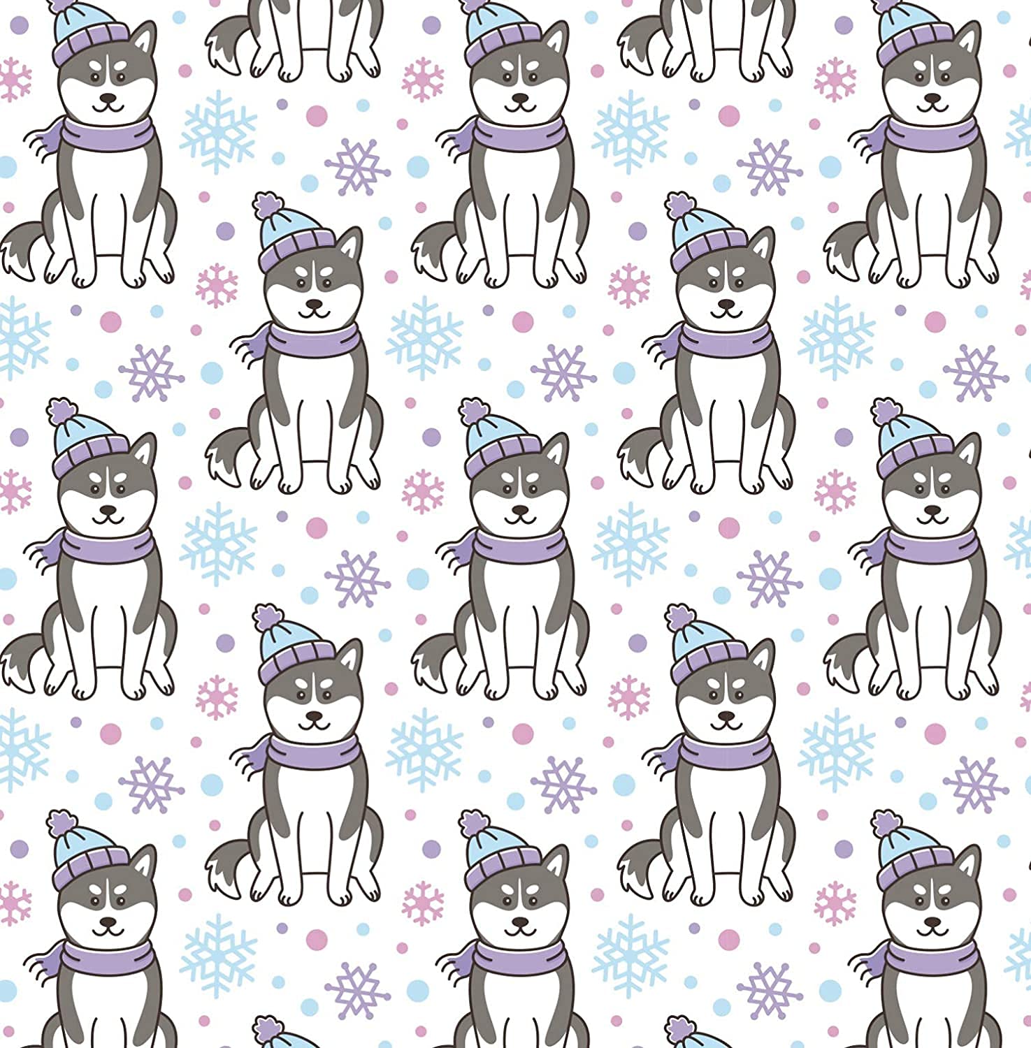 Stesha Party Winter Husky Puppy Dog Gift Wrap Present Wrapping Paper 30 x 20 Inch (3 Sheets)