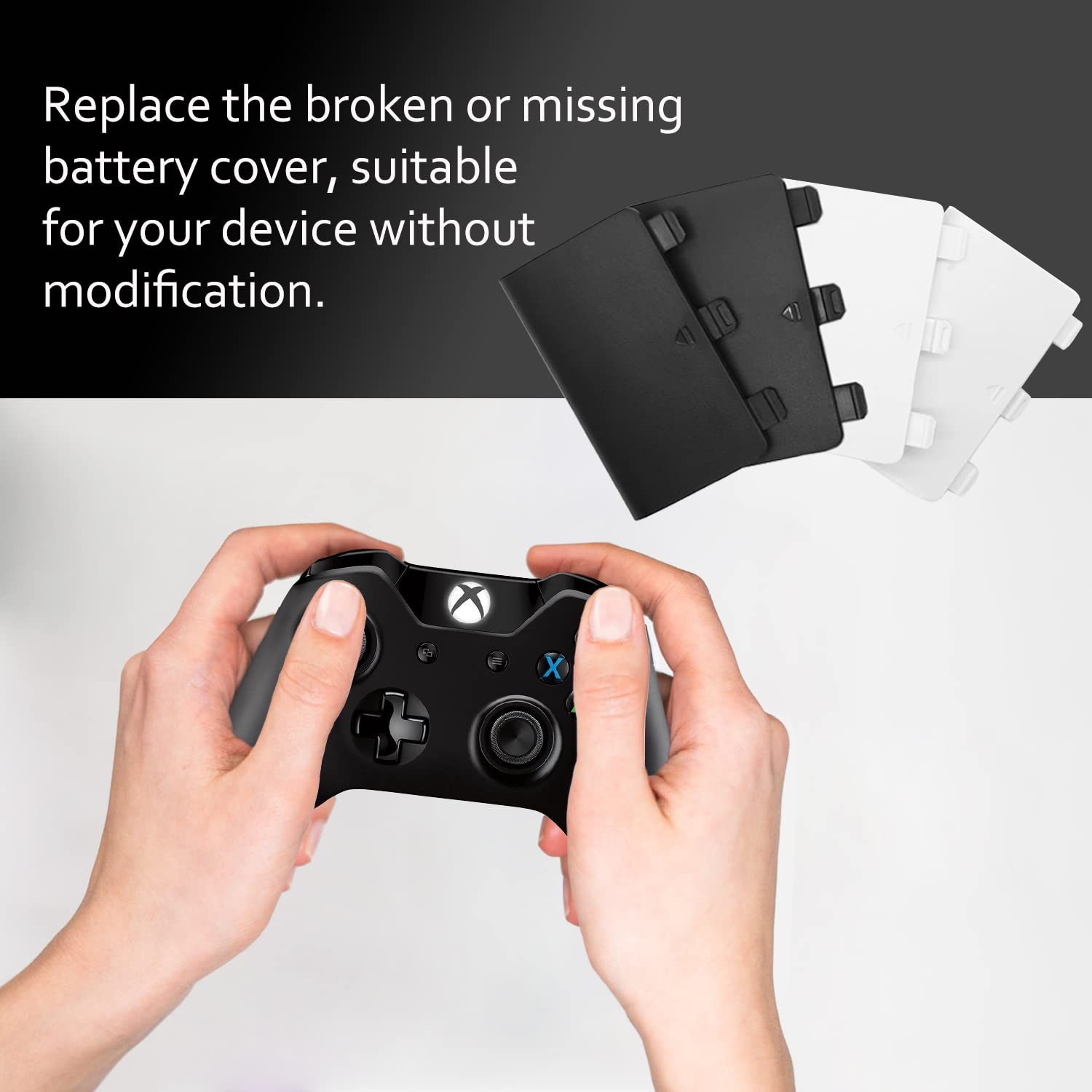 KELIFANG Replacement Battery Cover Door Compatible with Xbox One, One S, One X Controller, Battery Back Shell Repair Part Compatible with Xbox Wireless Controller (4 Pack, Black)