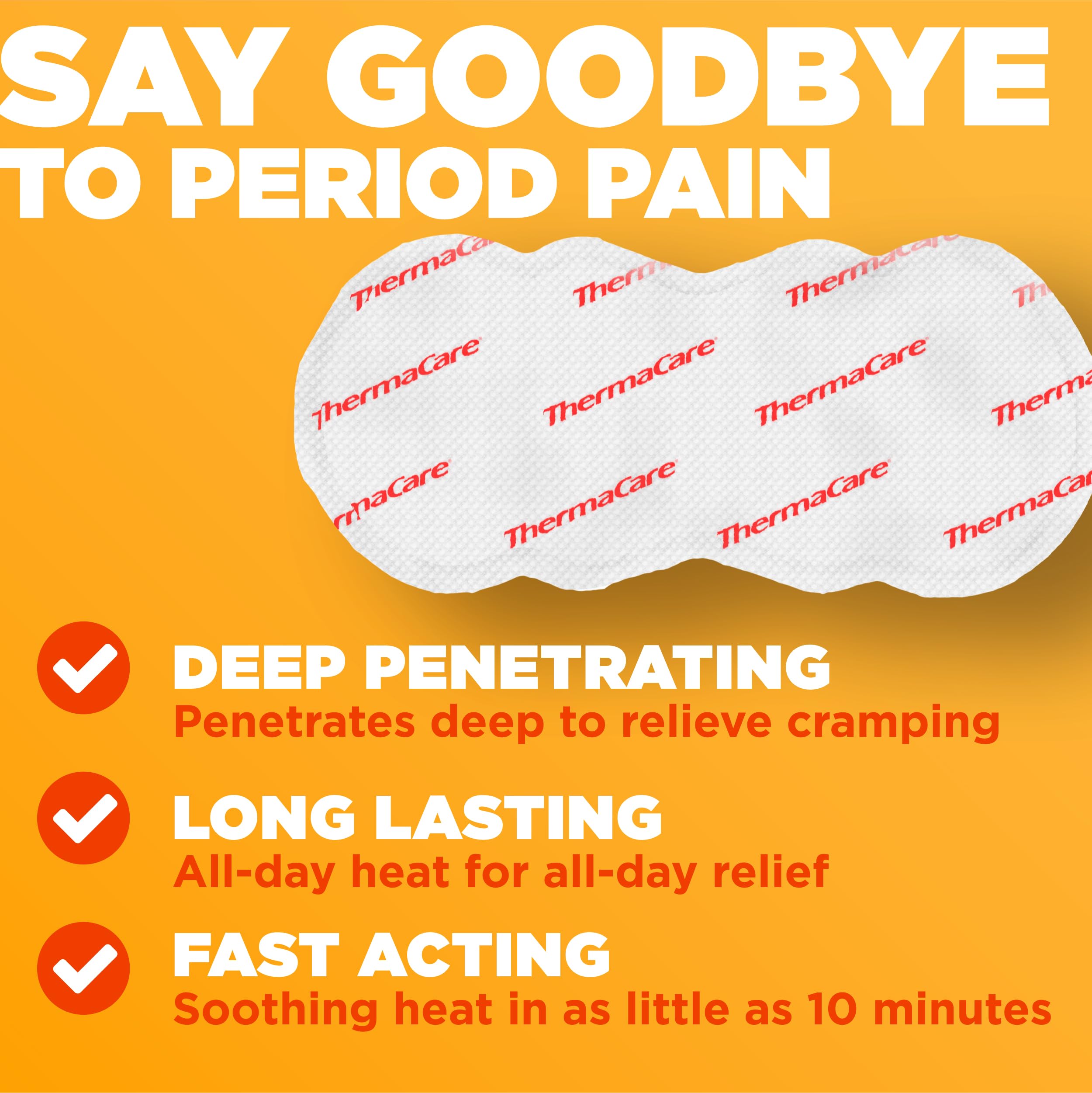 ThermaCare Portable Menstrual Heating Pad, Adhesive Period Therapy Heat Patches for Cramps and Backache Relief, HSA/FSA Eligible & Approved, 6 Count