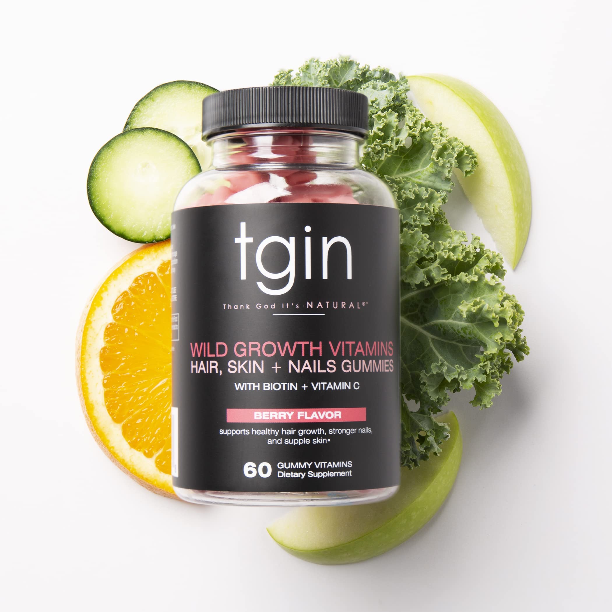 Thank God It's Natural tgin Wild Growth Vitamins Hair Skin + Nails Gummies Duo Box - 120 Count - Repair - Restore - Hair Growth