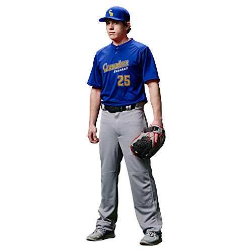 CHAMPRO Men's Standard MVP OB Open Bottom Loose-Fit Baseball Pants, Black, Large