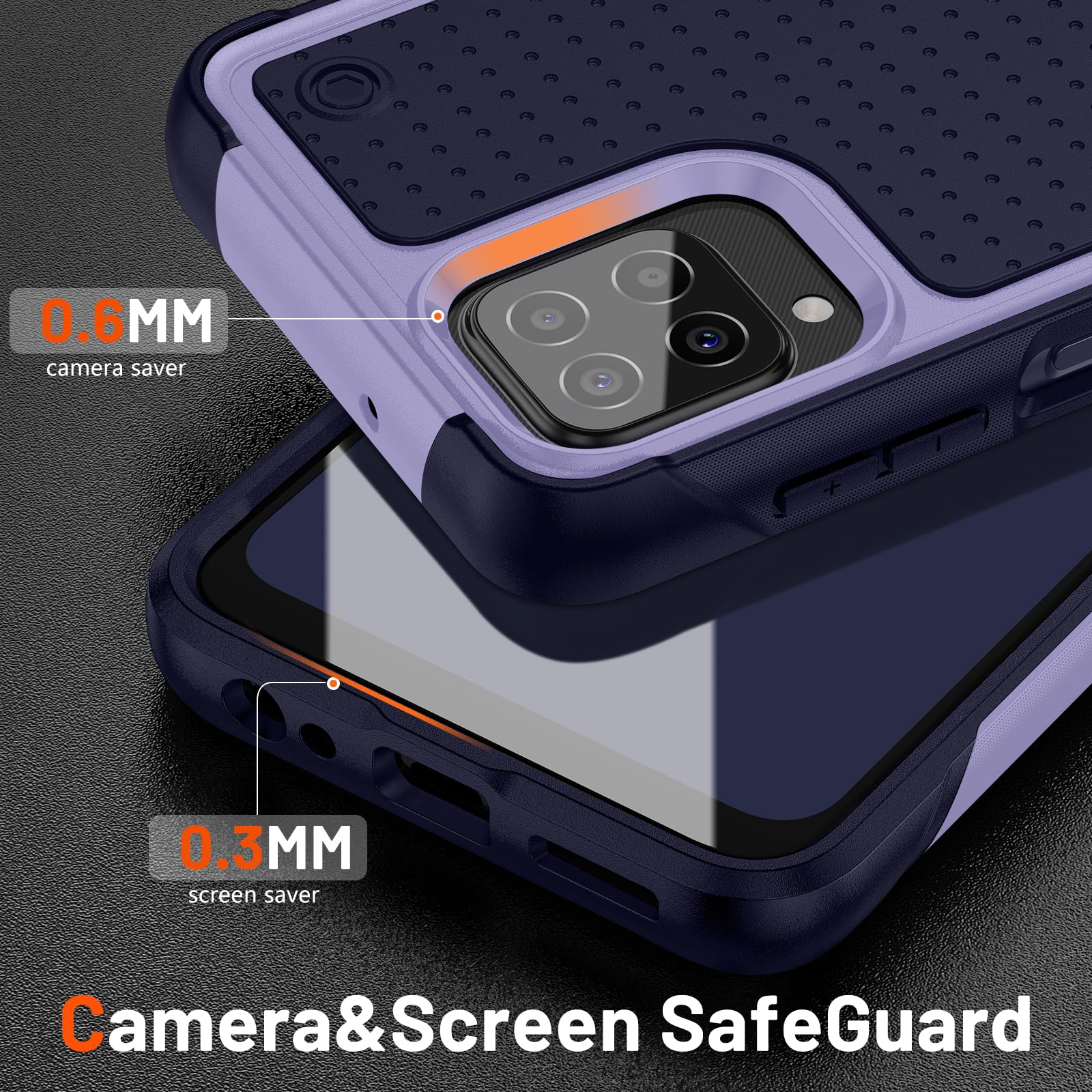 Jeylly for Samsung Galaxy A12 Case, Samsung A12 Phone Case with Screen Protector [2 Pack], Heavy-Duty Tough Rugged Slim Shockproof Protective Case for Samsung Galaxy A12/M12, Light Purple