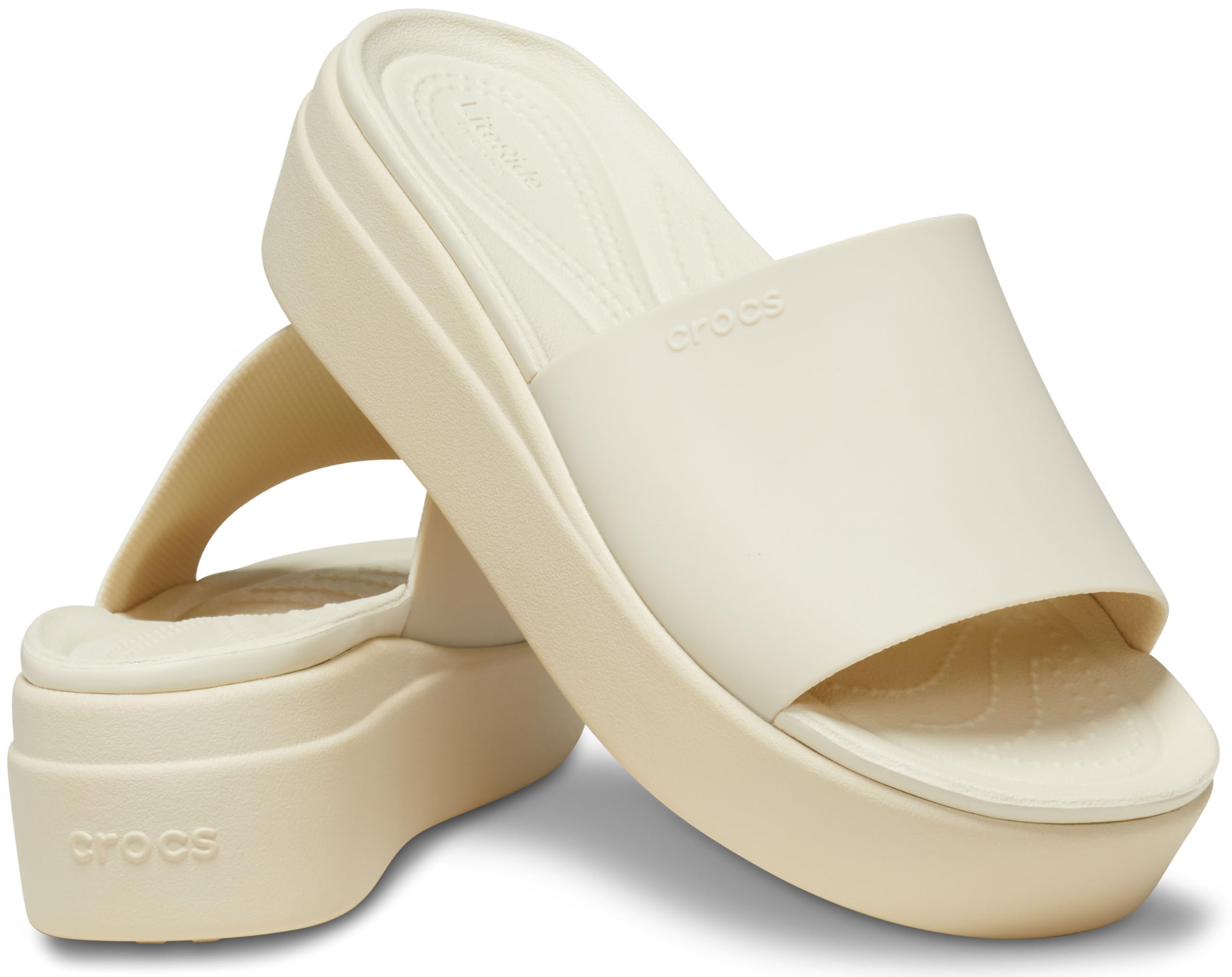 Crocs Women's Brooklyn Platform Slides Sandal, Bone, Numeric_10
