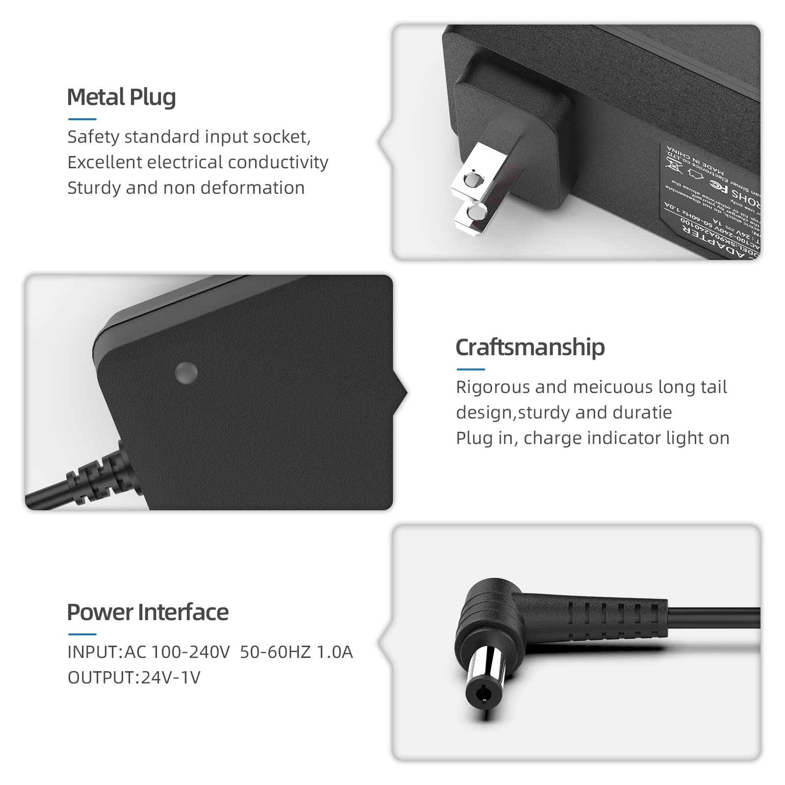 24V Power Adapter fit for Cordless Essential Oil Diffuser Aromatherapy,Young Living,Aroma 360,Humidifier,VicTsing,OliveTech,Wireless Diffuser Power Supply Cord