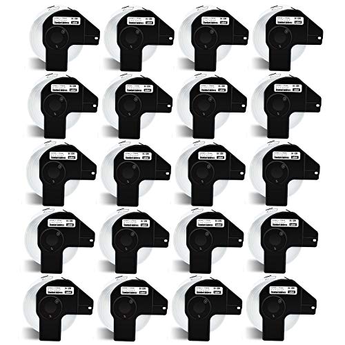 NineLeaf (20 Roll /800 Labels per Roll) Die-Cut Small Address Labels with Cartridge Compatible for Brother DK-1209 DK1209 29mm x 62mm (1-1/7" x 2-3/7") White Paper use in QL Label Printers