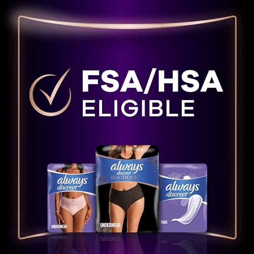 Always Discreet Boutique Adult Incontinence and Postpartum Underwear for Women, Maximum Protection, XL, Rosy, 16 Count (Packaging May Vary)