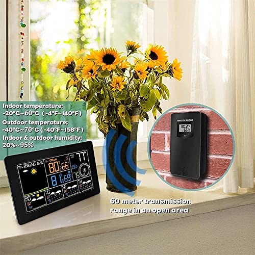 EYEARN Weather Station Wireless Indoor Outdoor Thermometer, Color Display Digital Weather Thermometer with Atomic Clock, Durable, Simple to use, Stable Performance