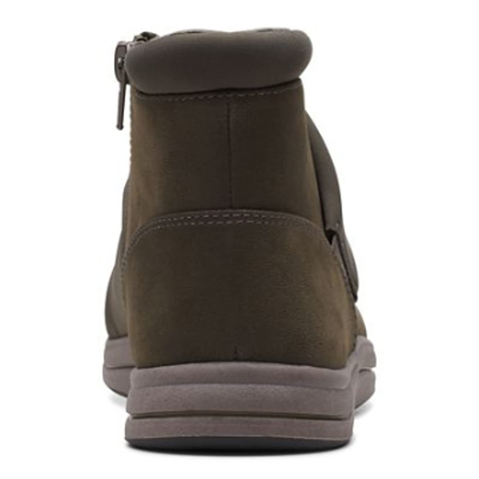Clarks Women's Breeze Dusk Ankle Boot, Dark Olive Textile, 8